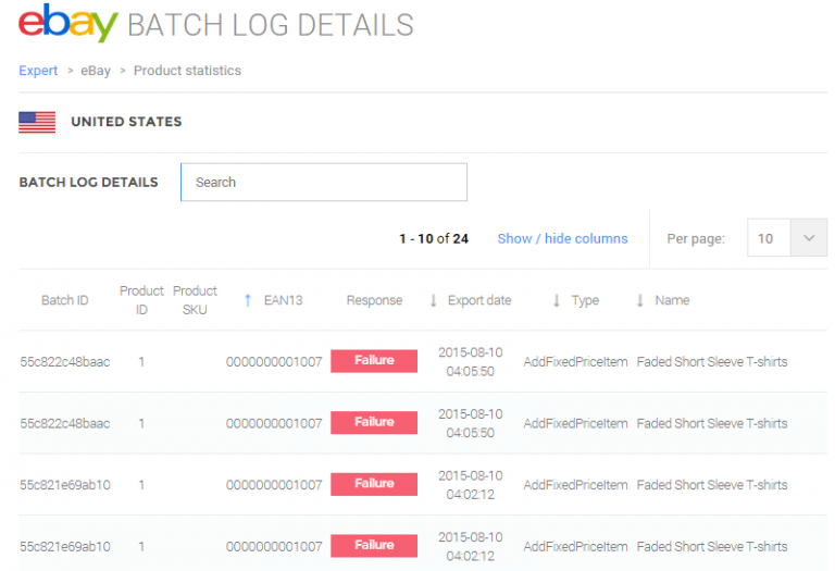 Batch Log Details Report - Documentation | Feed.Biz